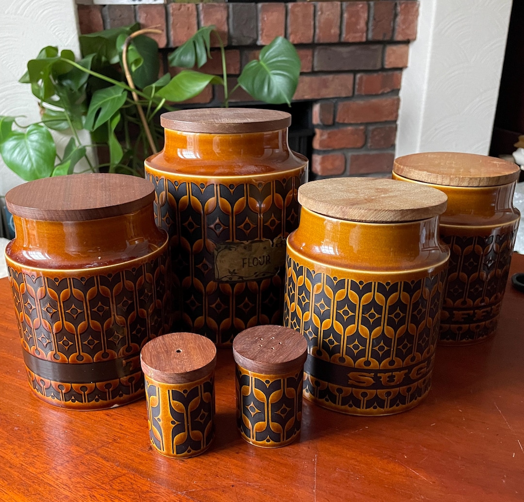 Hornsea Pottery Vintage Kitchen Storage Set Flour, Tea, Coffee, Sugar ...