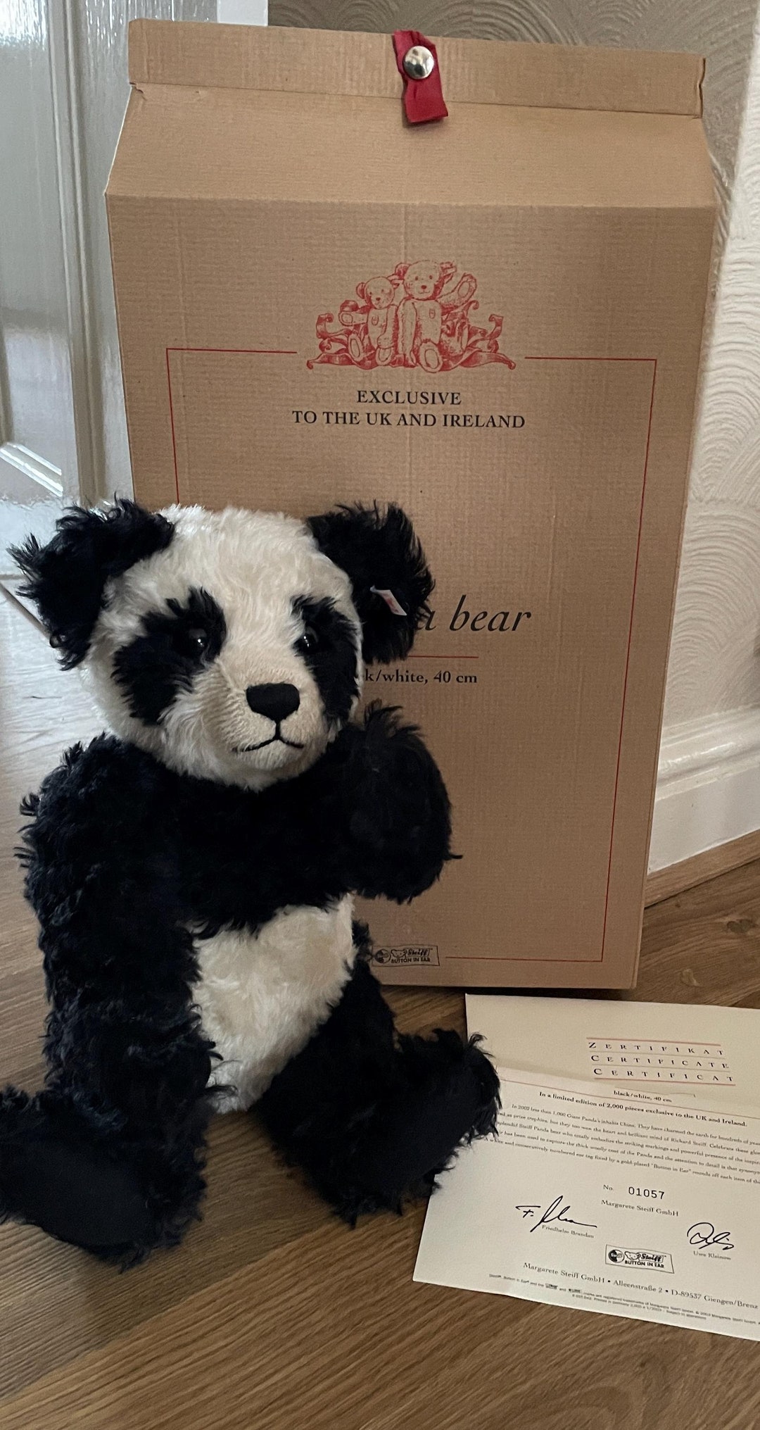 Steiff Mohair Black and White Panda Bear With Growler, Ltd EDT ...