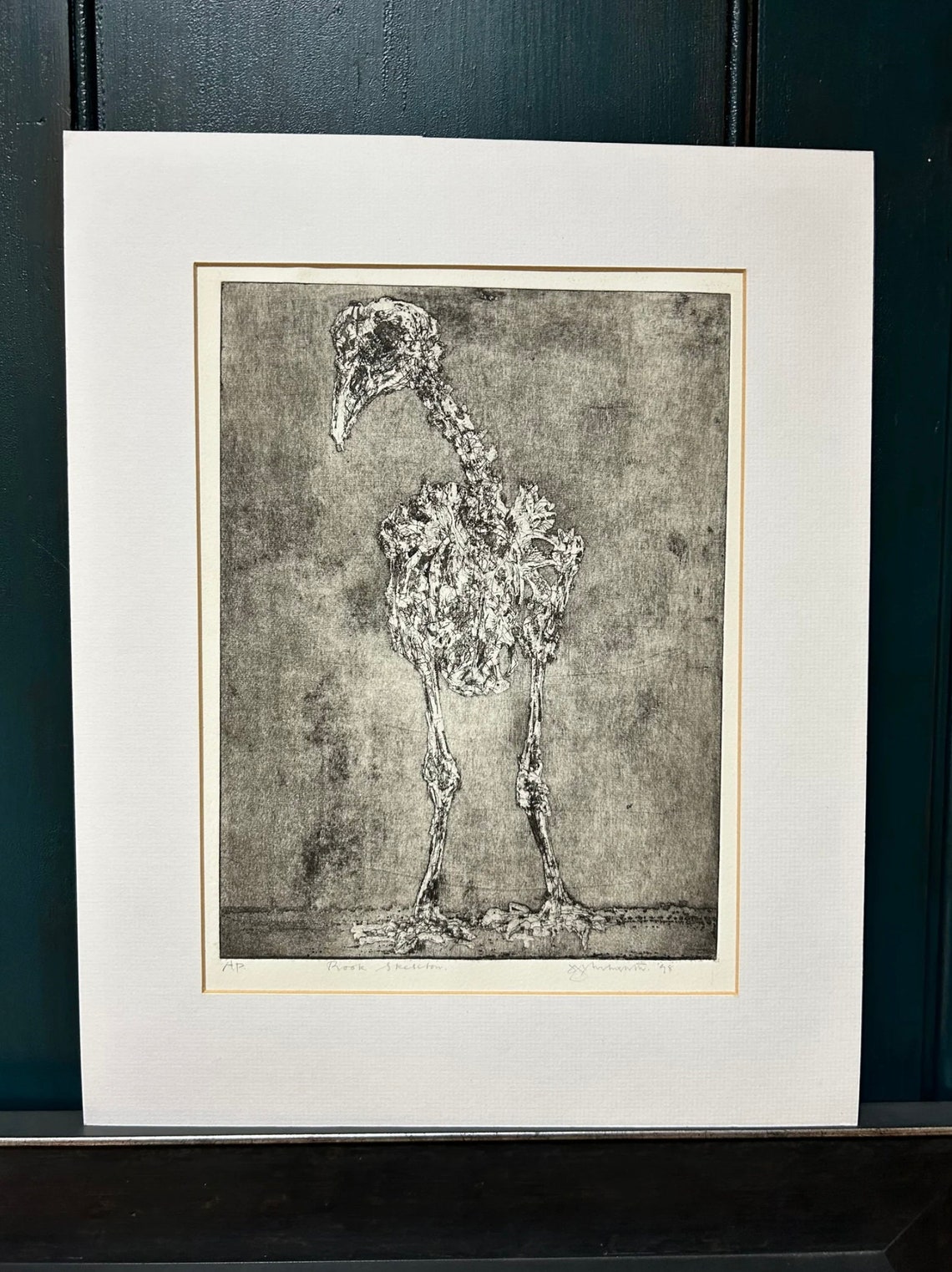 Vintage, Original Etching. Rook Skeleton, Artist Proof Indistinctly ...