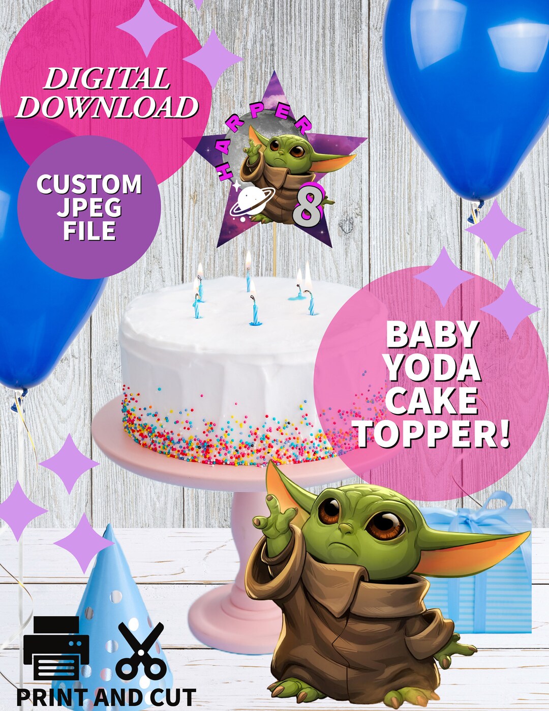 BABY YODA Cake Topper - Etsy