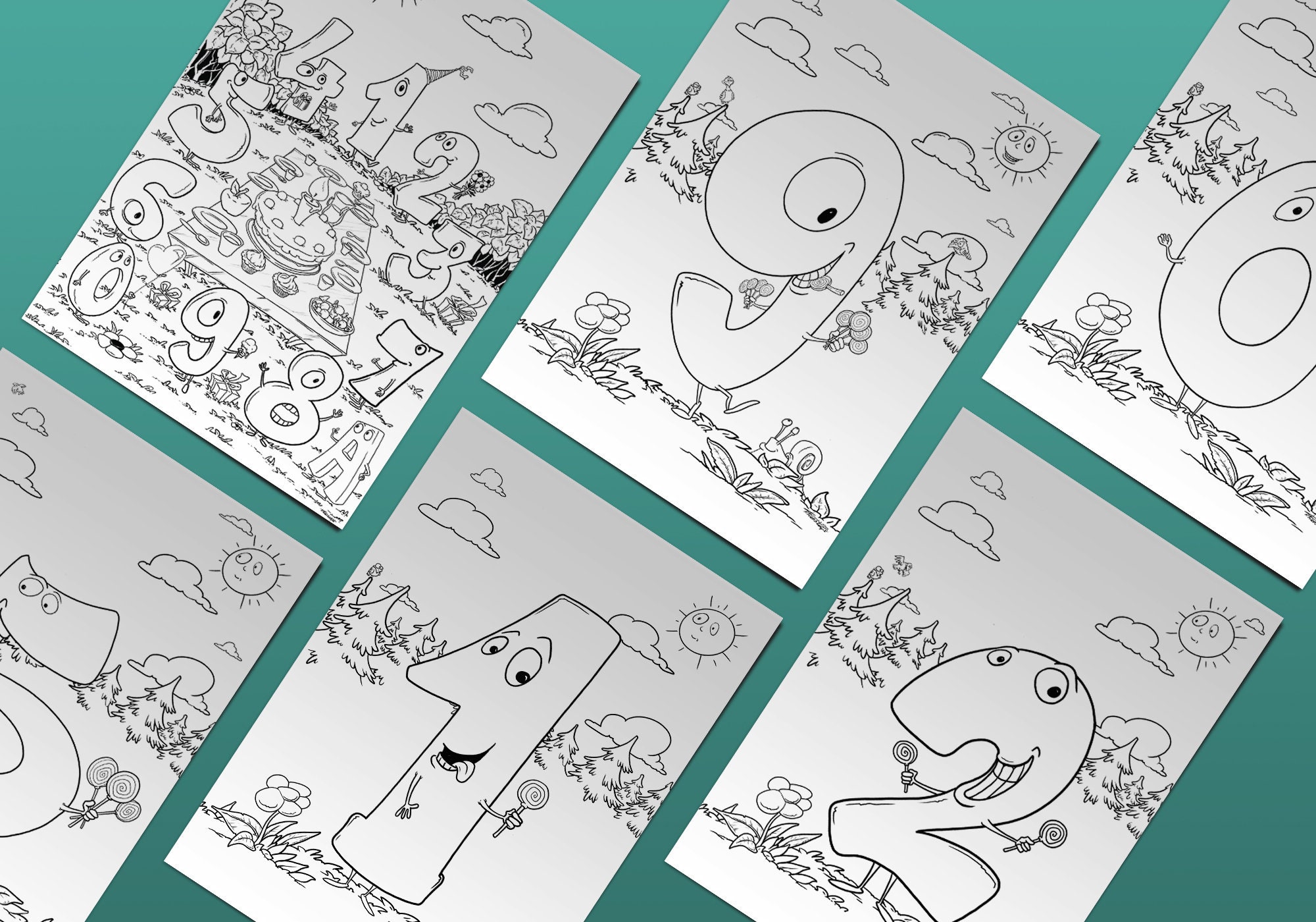 Funny Number Coloring Pages for Kids Set of 12 Printable - Etsy