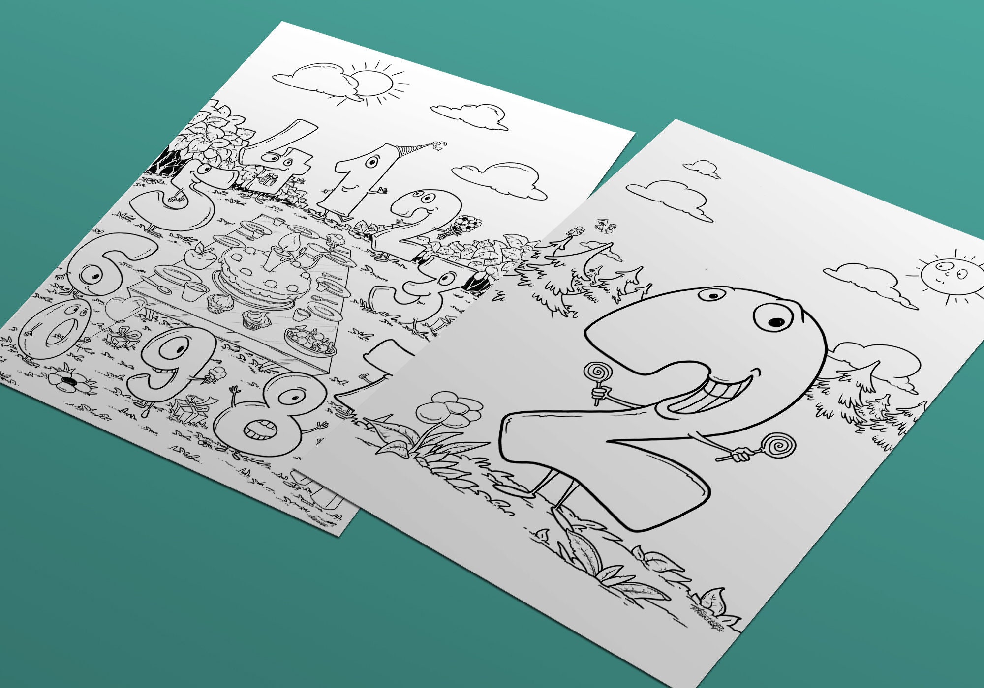 Funny Number Coloring Pages for Kids Set of 12 Printable - Etsy