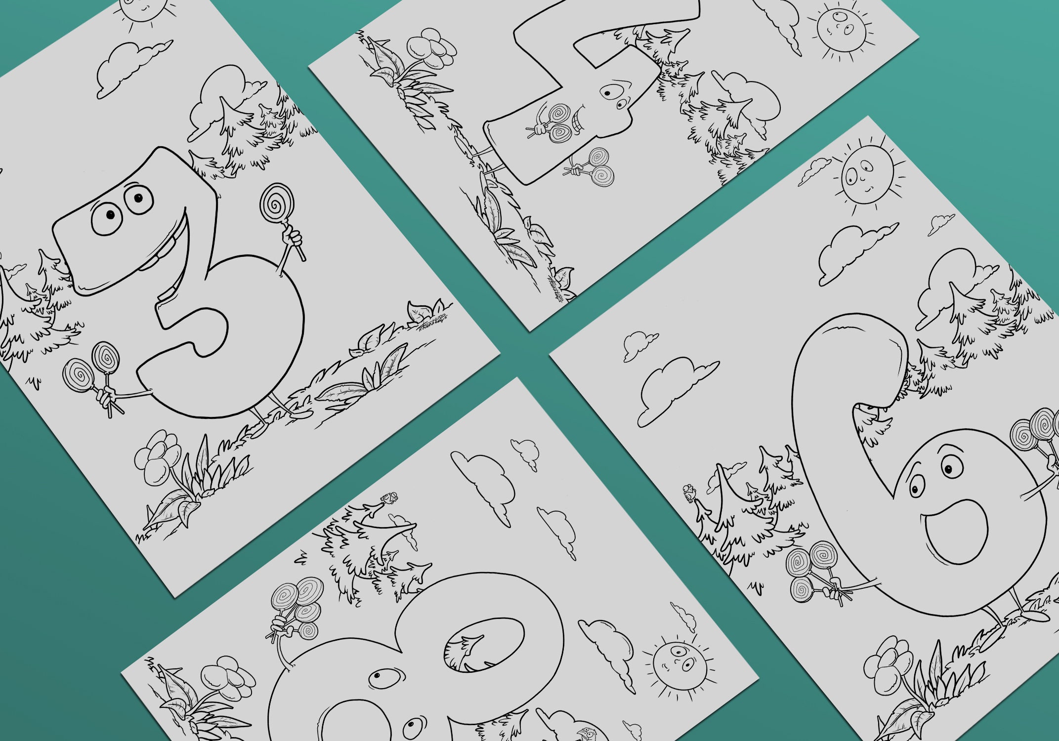 Funny Number Coloring Pages for Kids Set of 12 Printable - Etsy