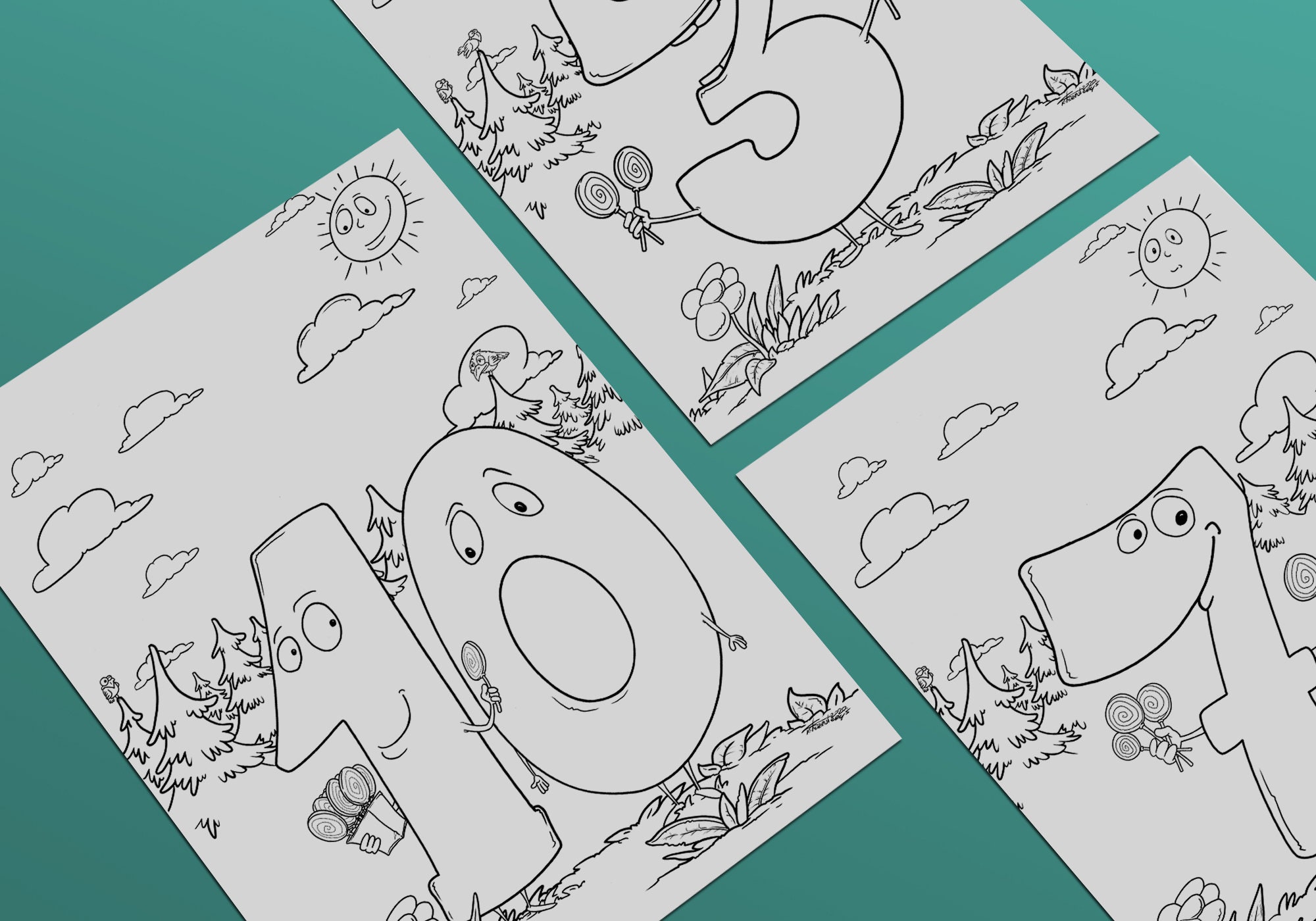 Funny Number Coloring Pages for Kids Set of 12 Printable - Etsy