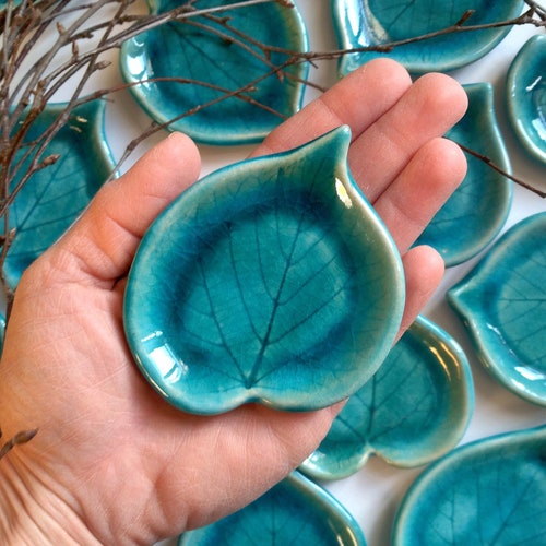 Mini Spoon Rest Set of 2 Kiwi Plates Handmade Ceramic Tea - Etsy