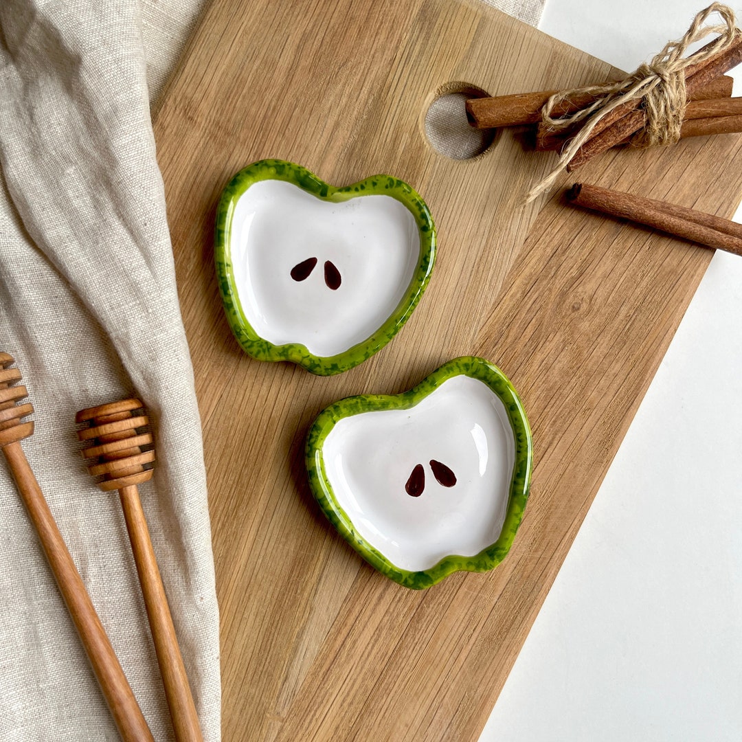 Green Apple Spoon Rest, Handmade Ceramic Tableware, Rustic Kitchen ...
