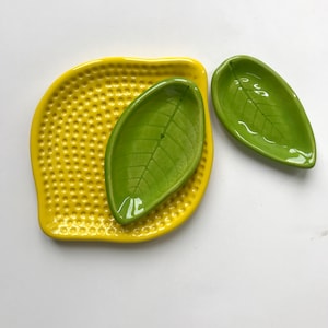 Lemon Plate & Leaf Dish, Handmade Ceramic Kitchenware, Fruit Design - Etsy