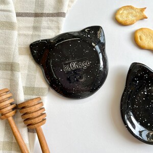 Black Cat Spoon Rest, Handmade Ceramic Tea Bag Rest, Minimalist Kitchen ...