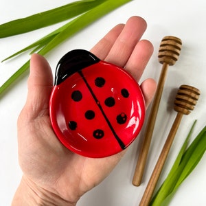 Ladybug Mini Plate, Handpainted Ceramic Spoon Rest, Tea Bag Holder ...