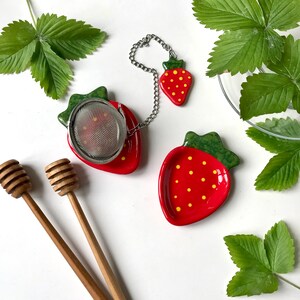 Strawberry Mini Spoon Rest, Ceramic Tea Spoon Holder, Tea Bag Rest ...