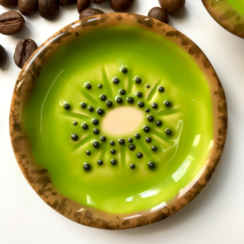 Mini Spoon Rest Set of 2 Kiwi Plates Handmade Ceramic Tea - Etsy