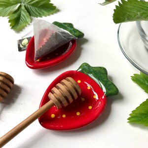 Strawberry Mini Spoon Rest, Ceramic Tea Spoon Holder, Tea Bag Rest ...