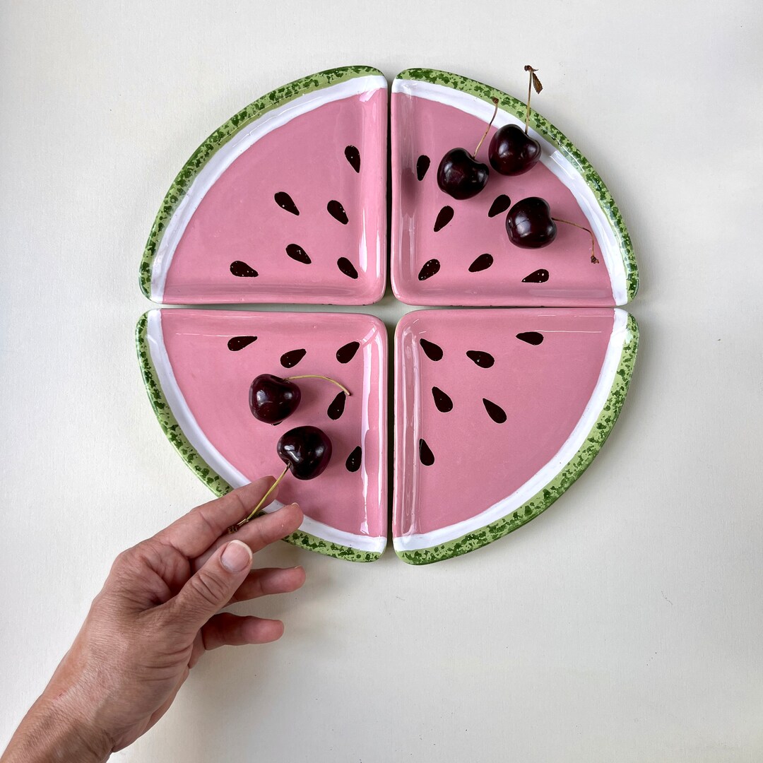 Watermelon Platter Set of 4 Serving Plate Pink Kitchen - Etsy