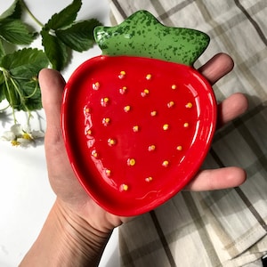 Strawberry Spoon Rest, Handmade Ceramic Spoon Holder, Unique Spoon Rest ...