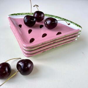 Watermelon Platter, Set of 4 Serving Plate, Pink Kitchen Decor ...