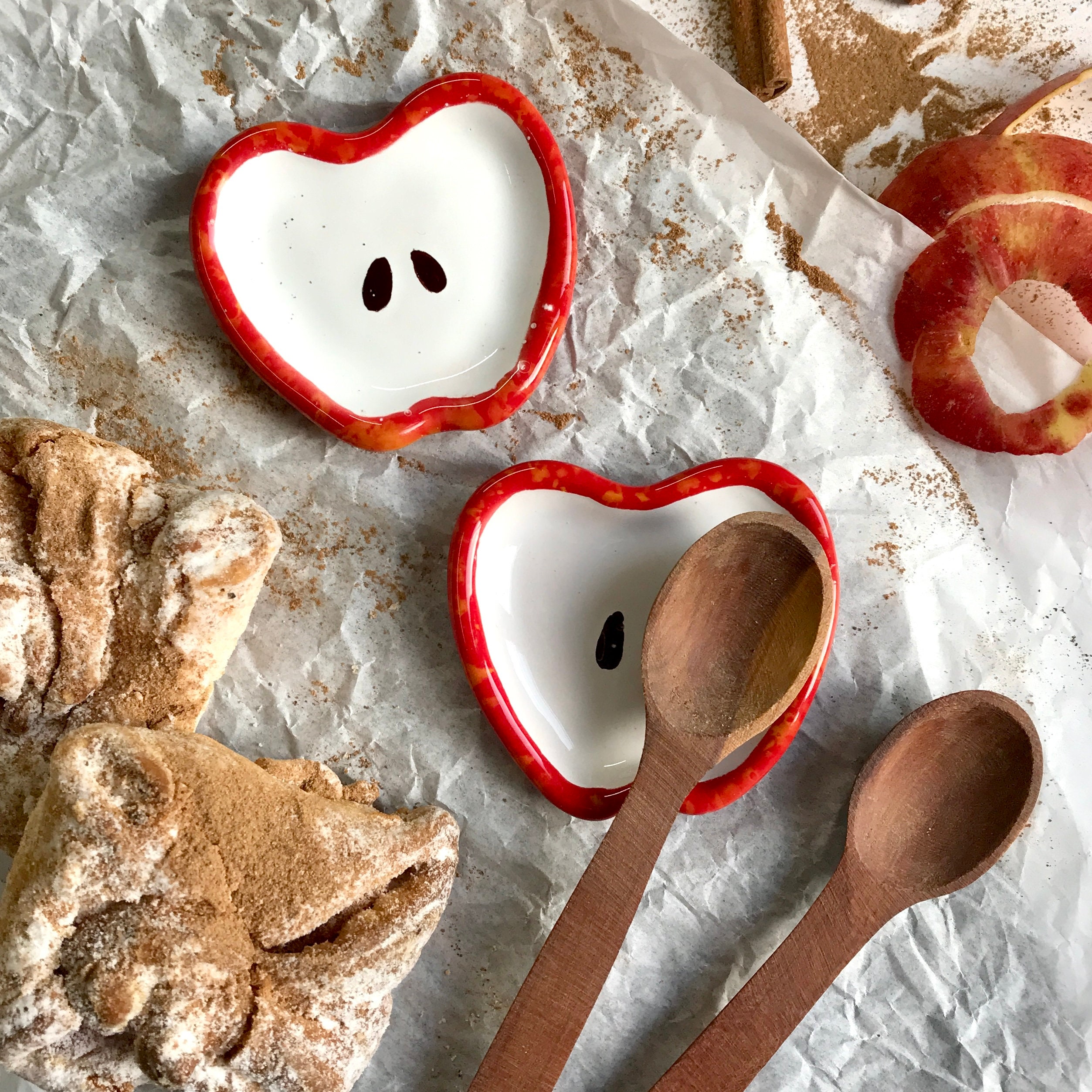 Apple Set of 2 Small Spoon Rest Tea Bug Rest Ceramic Spoon - Etsy