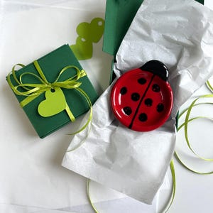 Ladybug Mini Plate, Handpainted Ceramic Spoon Rest, Tea Bag Holder ...