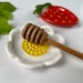 Set of Strawberry & Daisy Spoon Rest, Handmade Ceramic Tea Spoon Holder ...