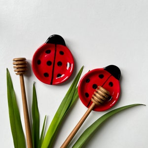Ladybug Mini Plate, Handpainted Ceramic Spoon Rest, Tea Bag Holder ...