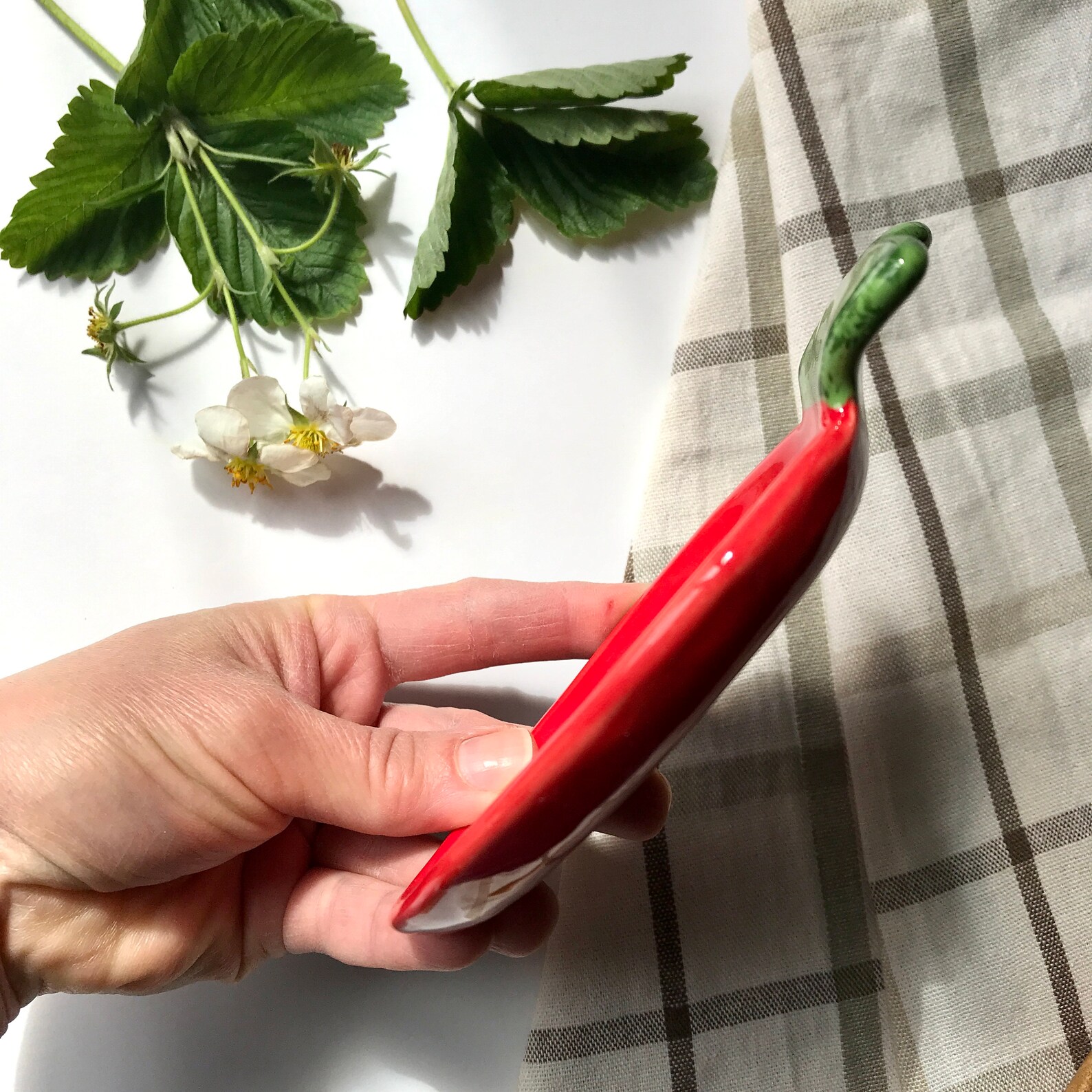 Strawberry Spoon Rest, Handmade Ceramic Spoon Holder, Unique Spoon Rest ...
