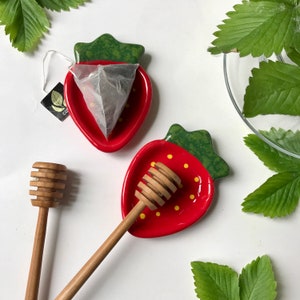 Strawberry Mini Spoon Rest, Ceramic Tea Spoon Holder, Tea Bag Rest ...