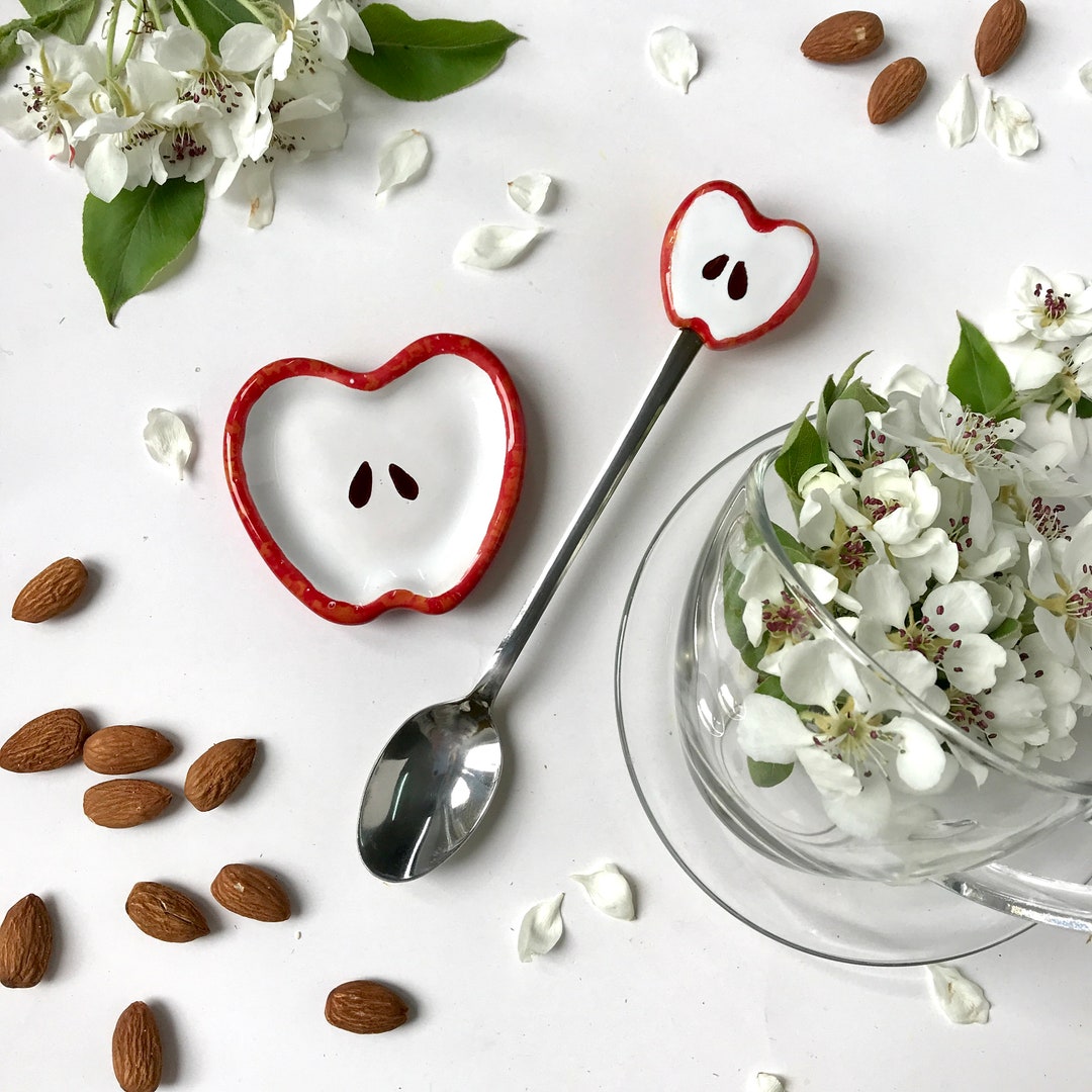 Apple Ceramic Spoon Rest & Tea Spoon Handmade Rustic Kitchen - Etsy