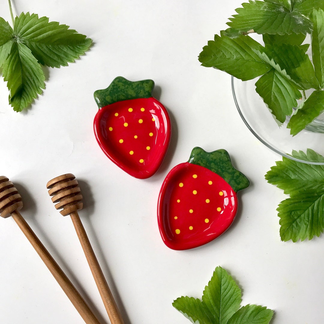 Strawberry Mini Spoon Rest, Ceramic Tea Spoon Holder, Tea Bag Rest ...