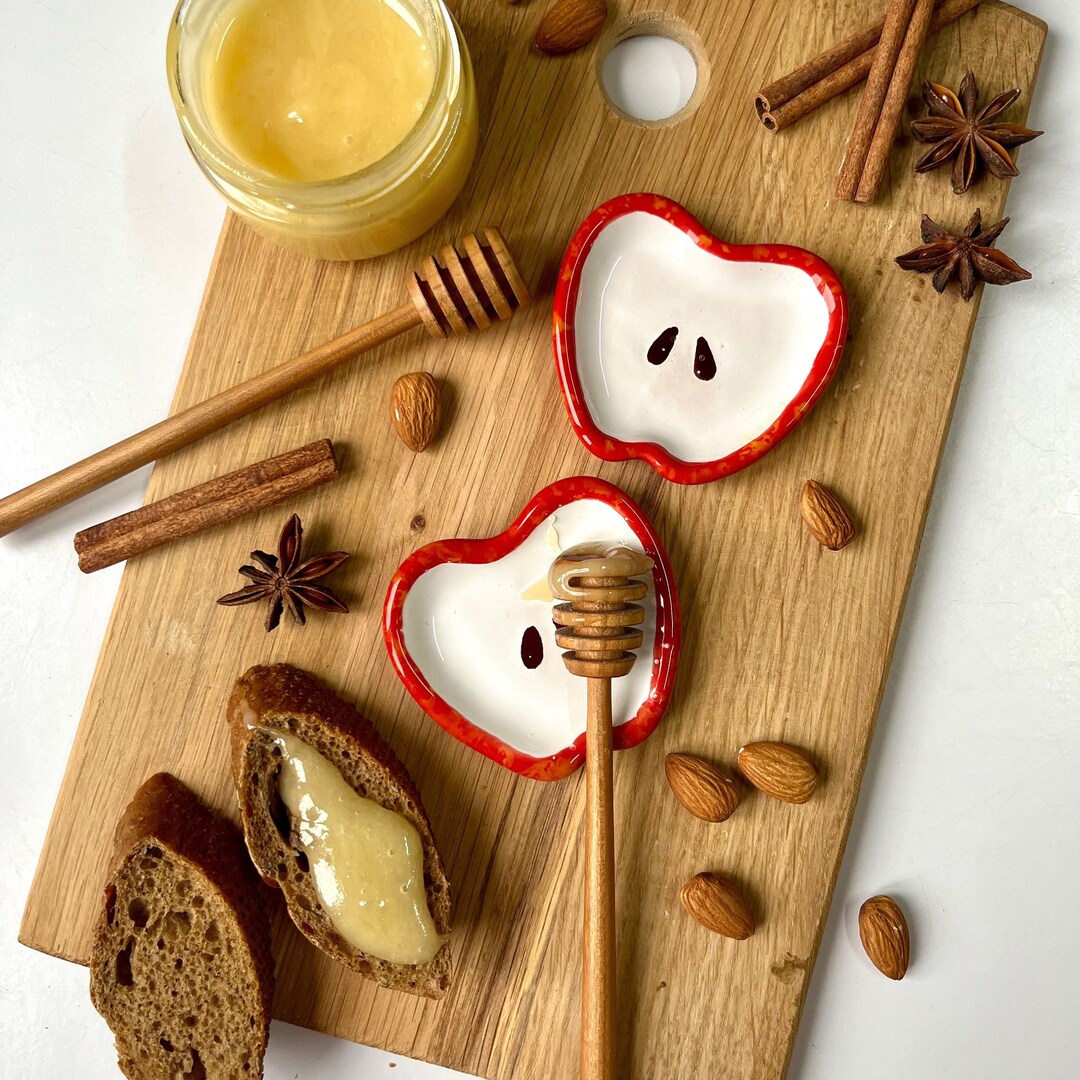 Apple Set of 2 Small Spoon Rest, Tea Bug Rest, Ceramic Spoon Holder ...