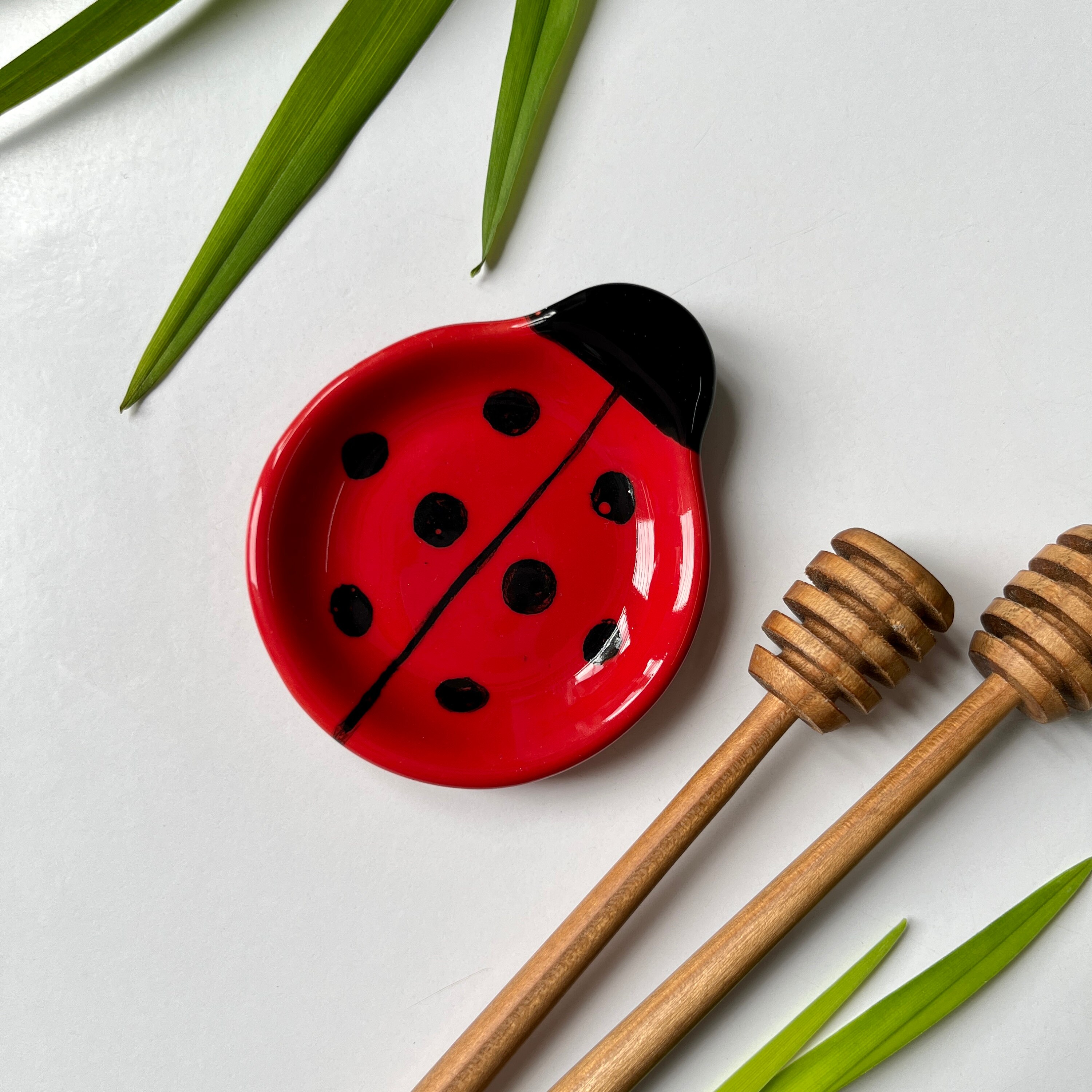 Ladybug Mini Plate, Handpainted Ceramic Spoon Rest, Tea Bag Holder - Etsy