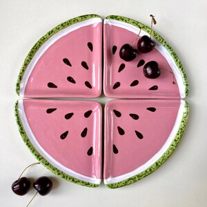 Watermelon Platter Set of 4 Serving Plate Pink Kitchen - Etsy