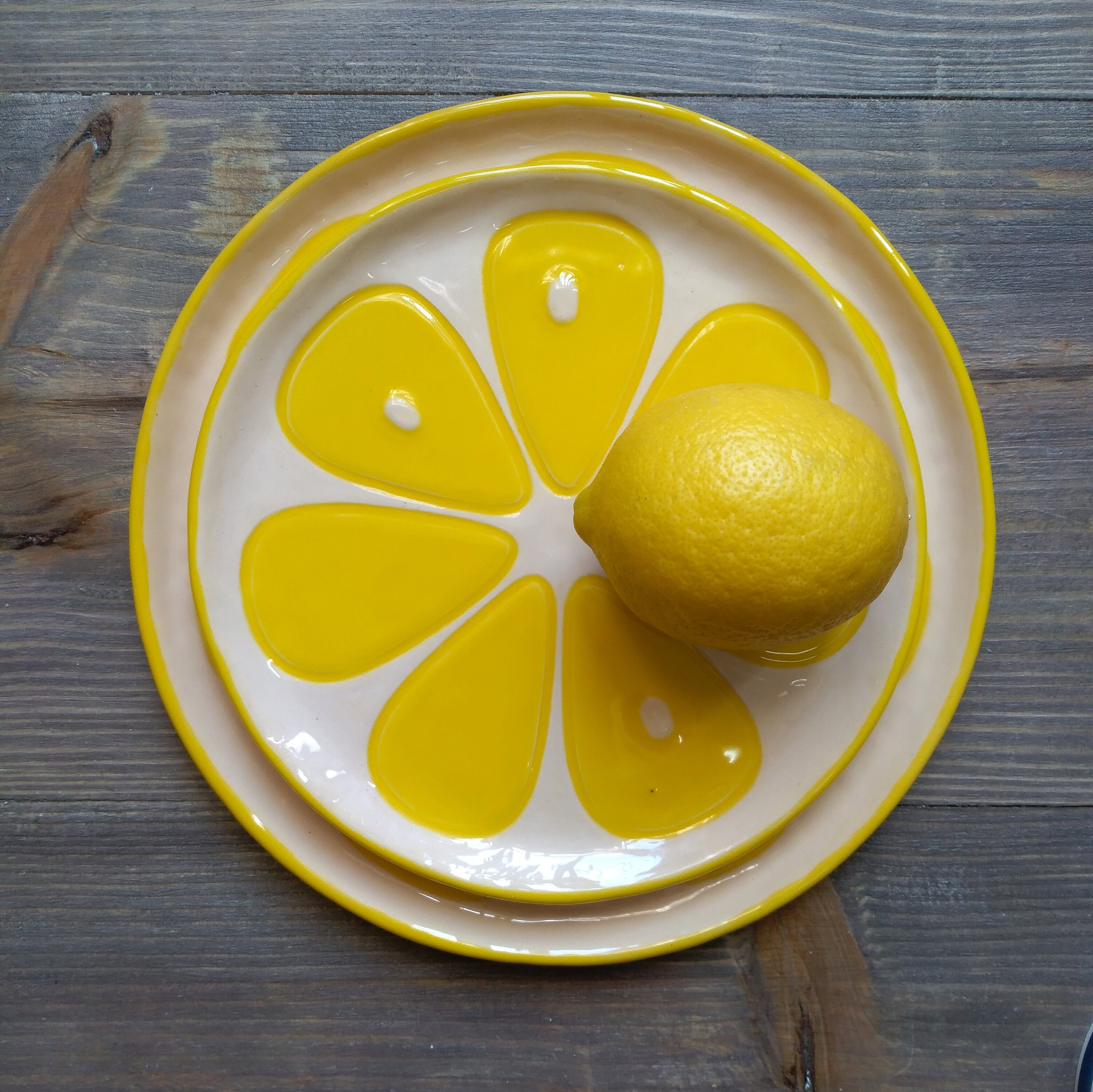 Ceramic plates Lemon. Handmade pottery dinner plates citrus | Etsy