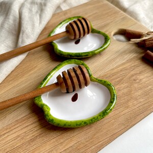 Green Apple Spoon Rest, Handmade Ceramic Tableware, Rustic Kitchen ...