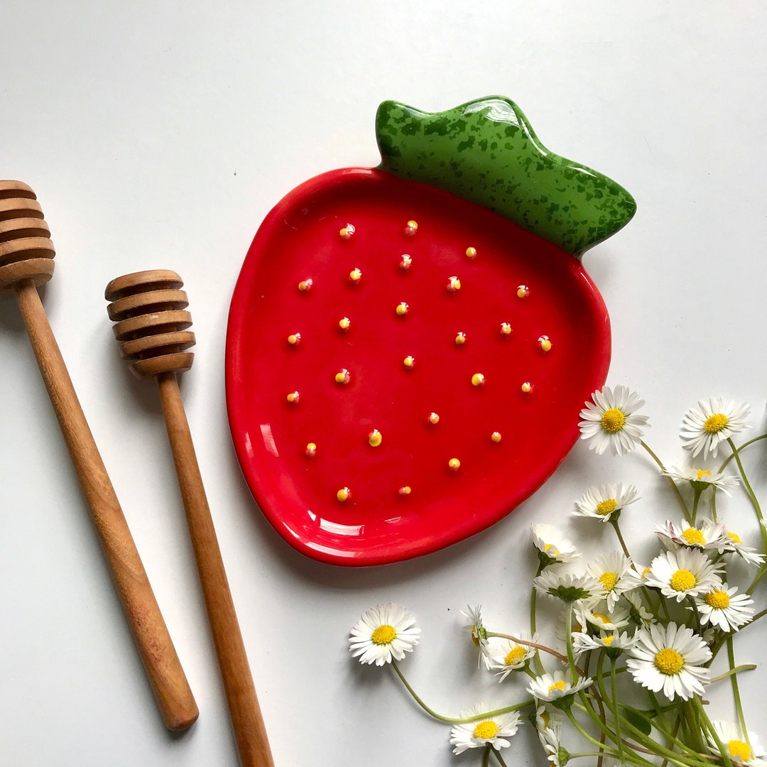 Strawberry Ceramic Small Plate, Fruit Kitchen Decor - Etsy