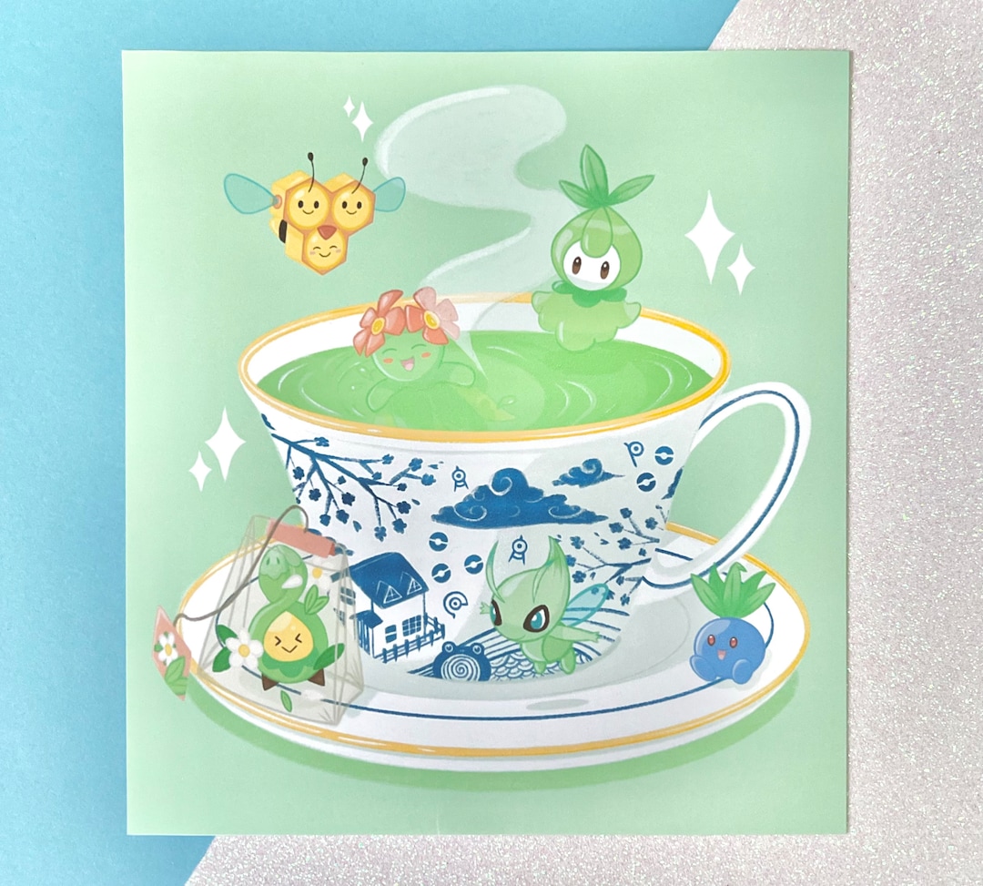 Pokemon Grass Type Art Print - Square Print - 5x5 or 6x6 - Cute Video ...