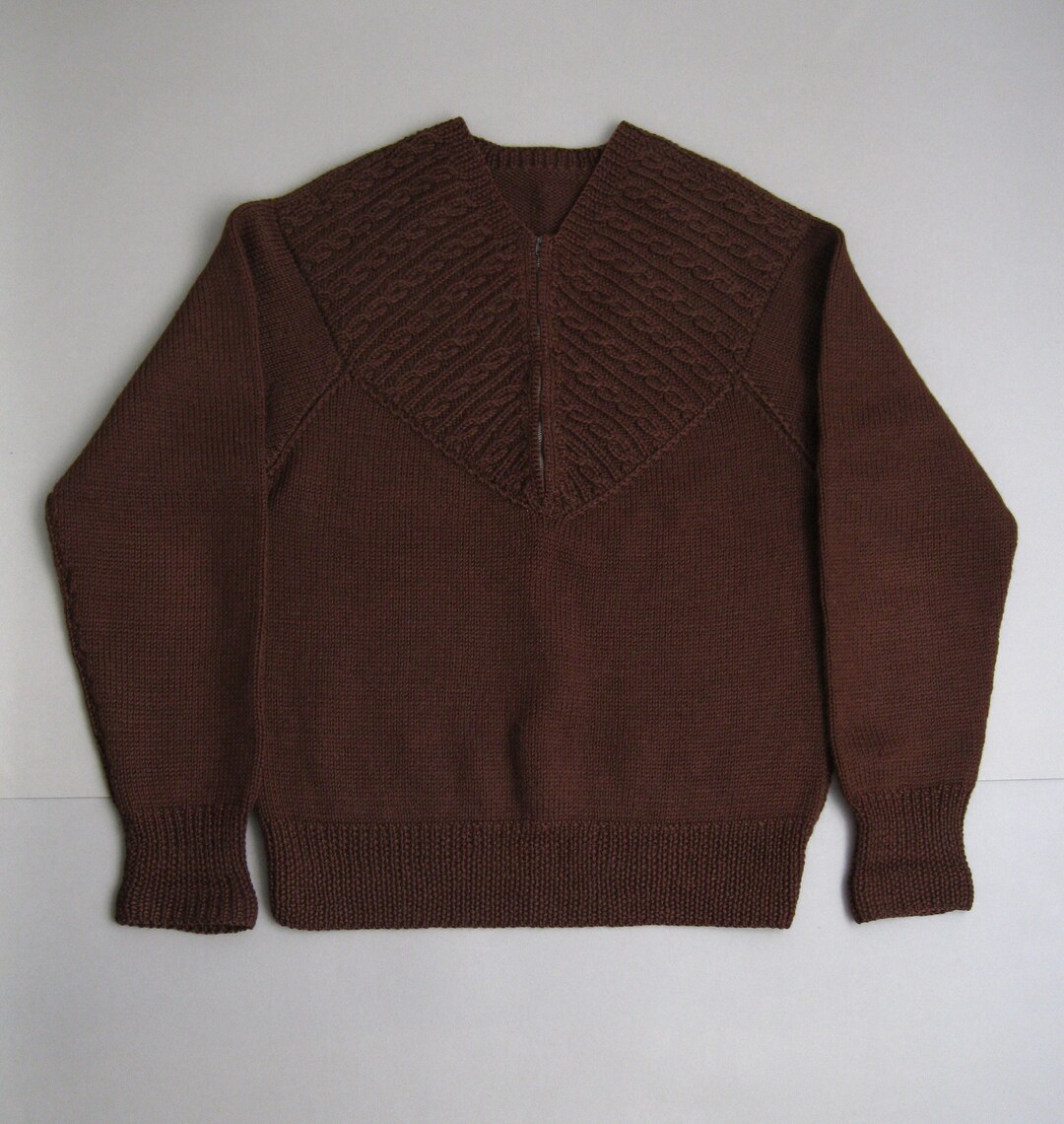 Vintage 60s Brown Wool Sweater Lightning Zipper 1960s Sweater - Etsy