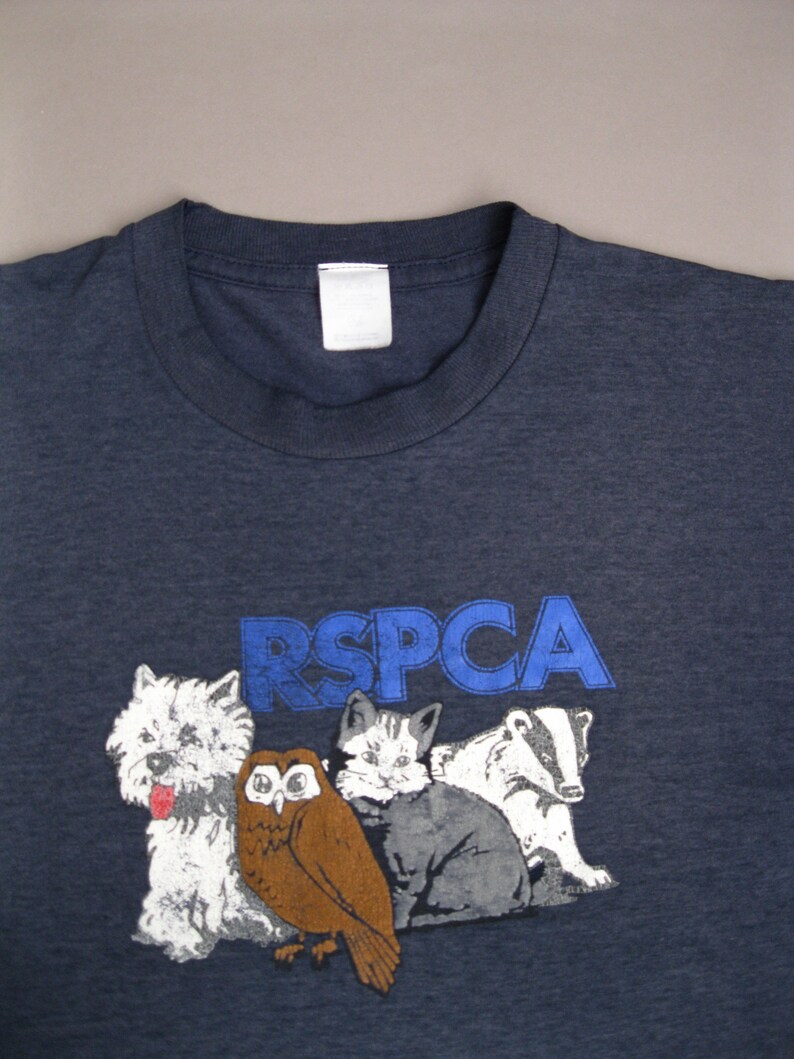 Vintage 80s RSPCA T-shirt 1980s Animals Protection Society Printed T ...