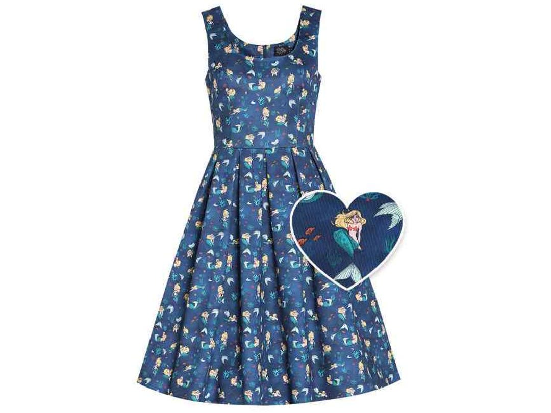 Amanda Mermaid Dark Blue Flared Dress - Etsy