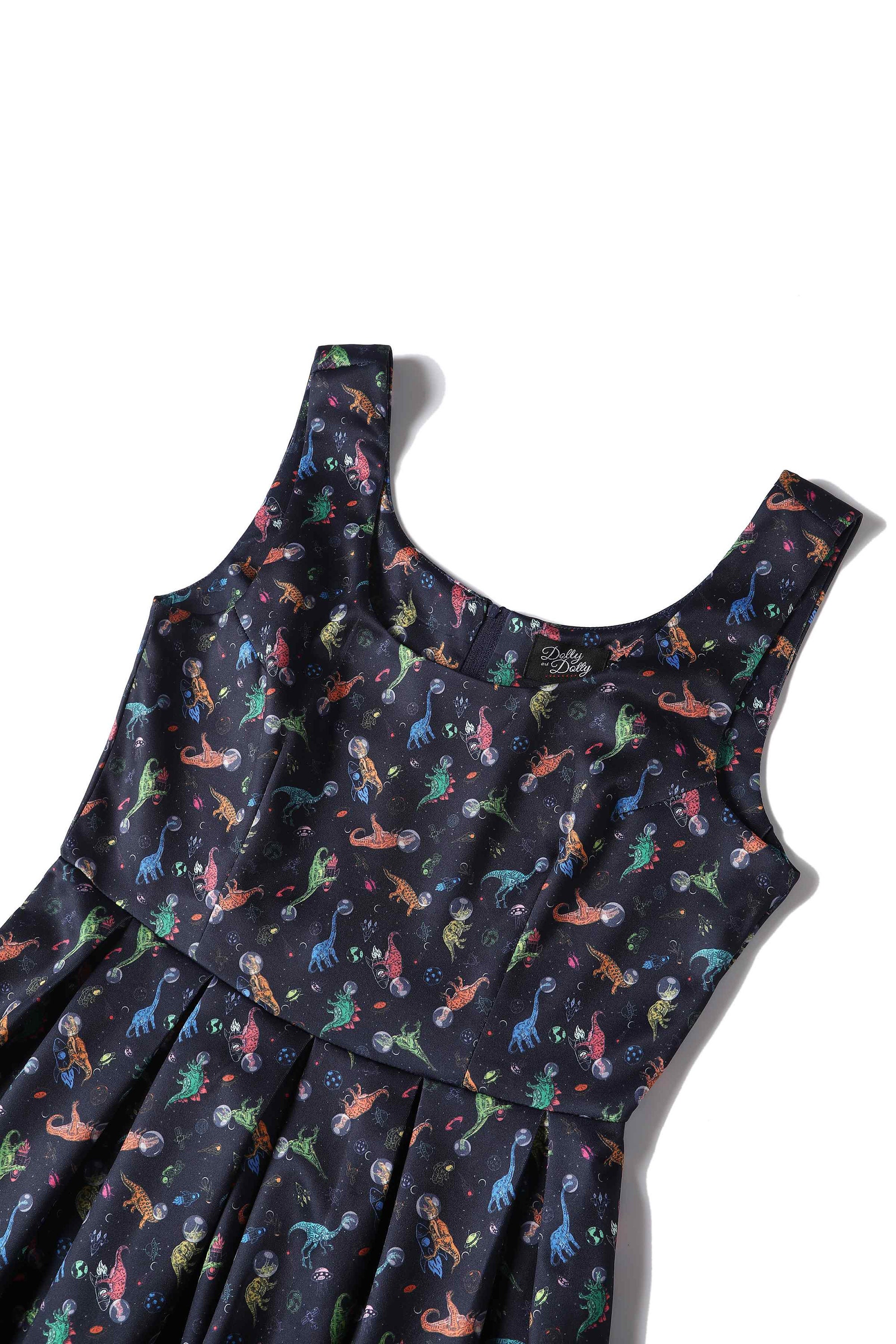Amanda Dinosaur in Space Flared Dress - Etsy