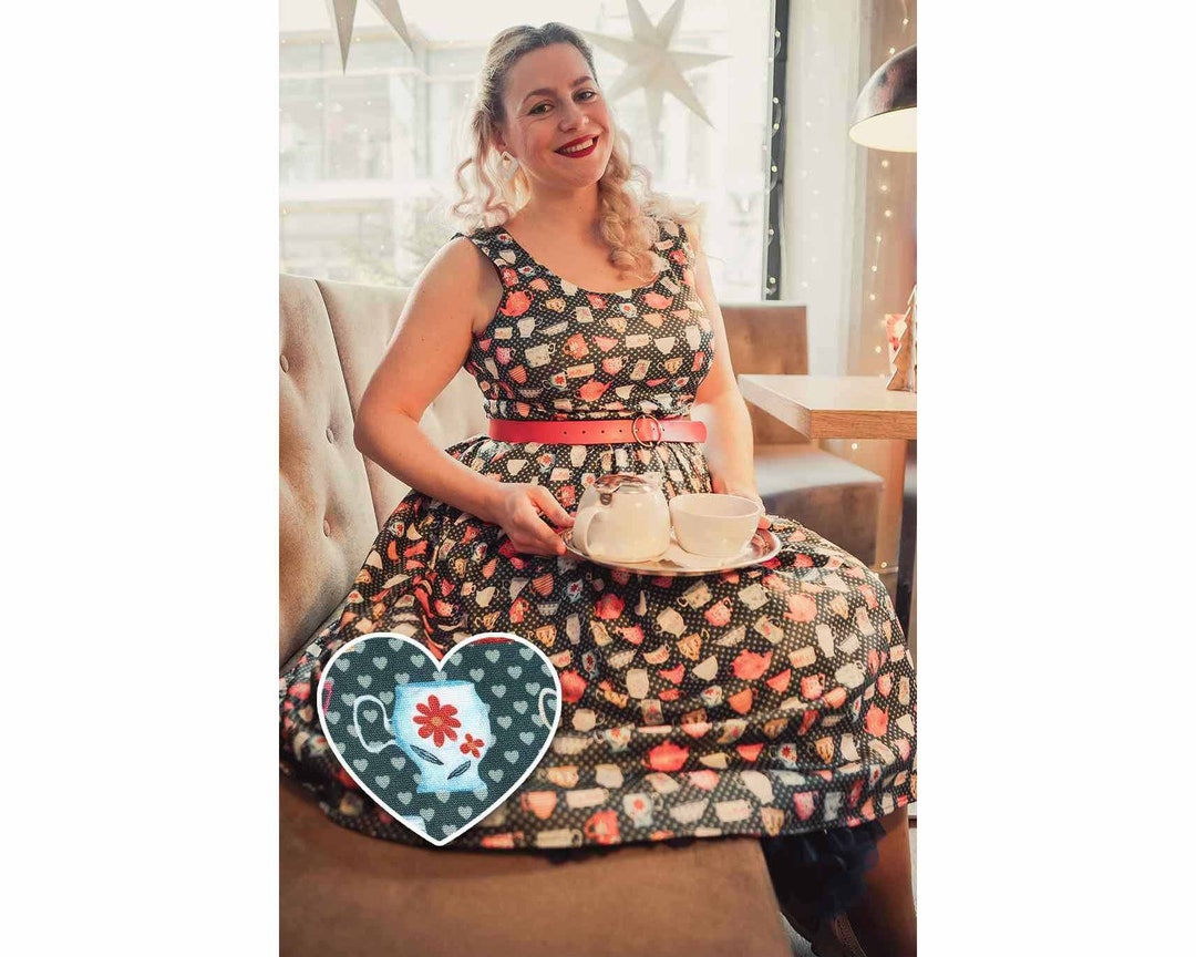 Amanda Green Teacup and Teapot Swing Dress - Etsy