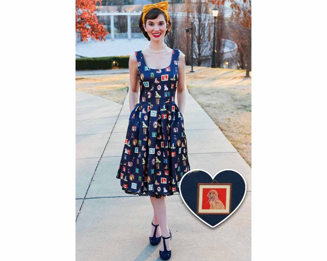 Amanda Dog Frame Circle Dress in Navy Blue - Etsy