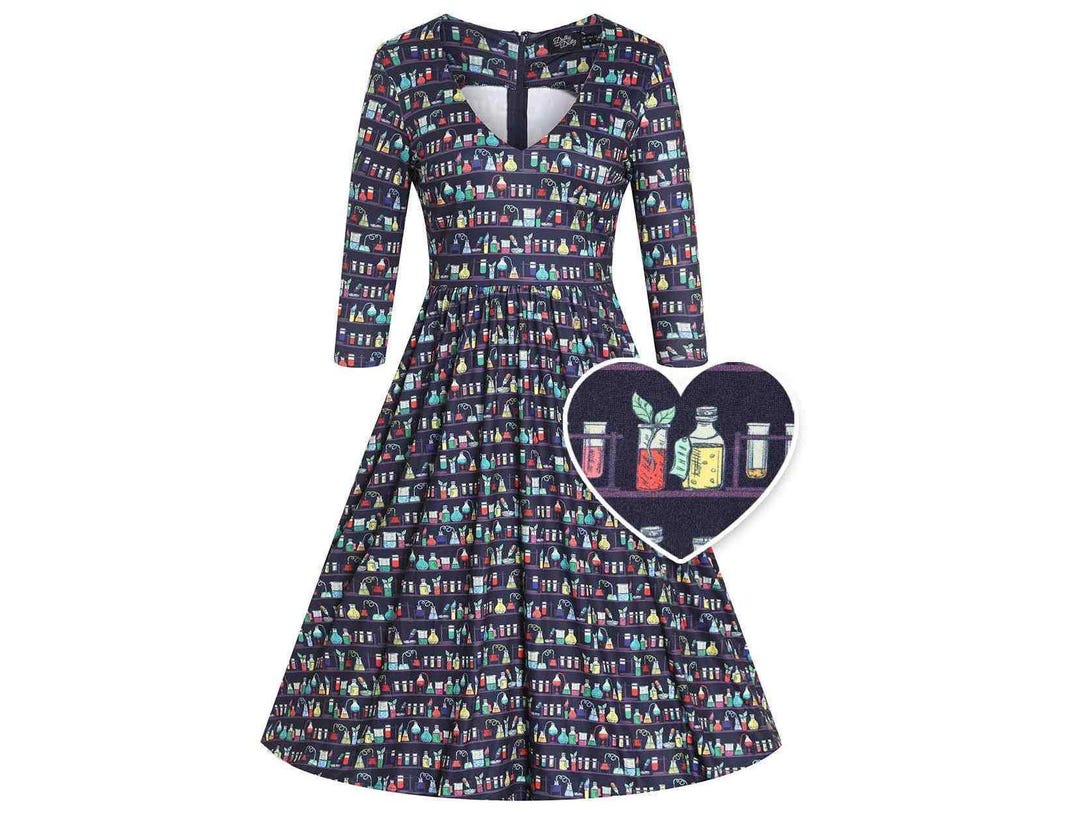 Billie Navy Blue Science Lab Flared Dress - Etsy