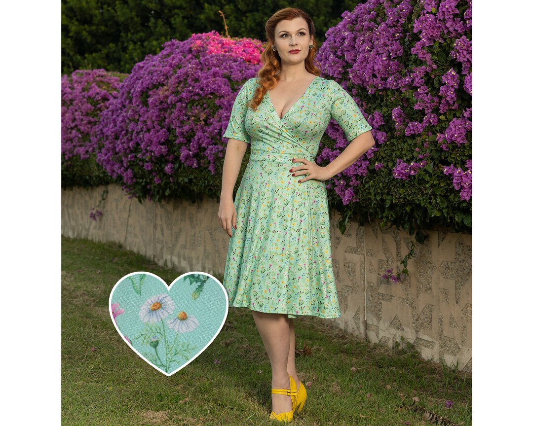 Matilda Mint Floral Wrap Dress - Etsy