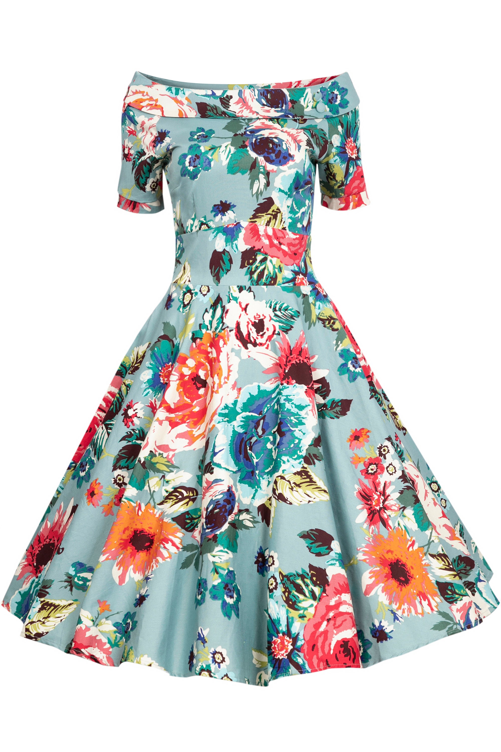 Darlene Blue Floral Swing Dress - Etsy