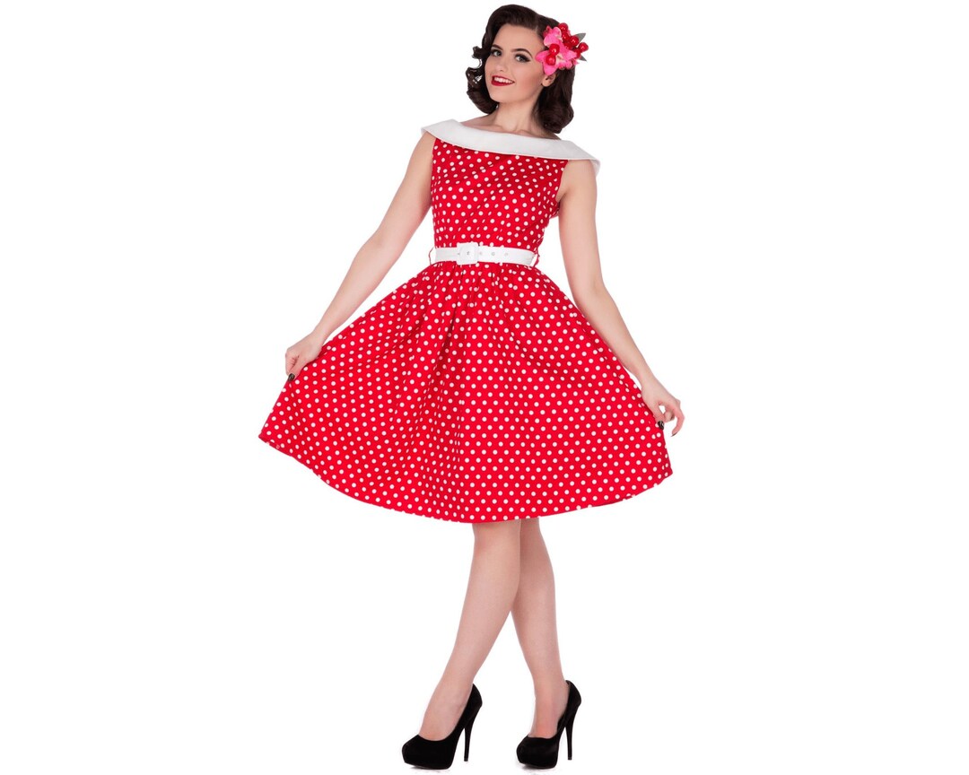 Cindy Polka Dot Vintage Dress in Red - Etsy