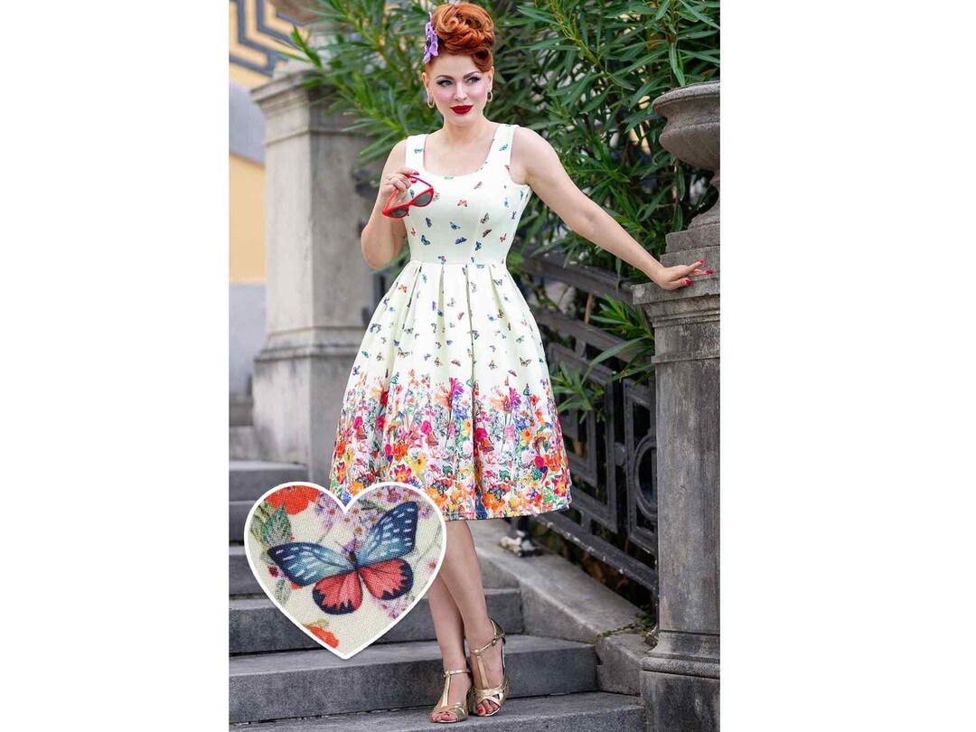 Amanda Butterfly Garden Flared Dress - Etsy