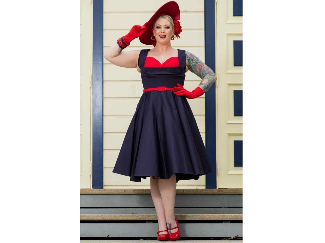 Grace Vintage Style Jive Dress in Dark Blue-red - Etsy