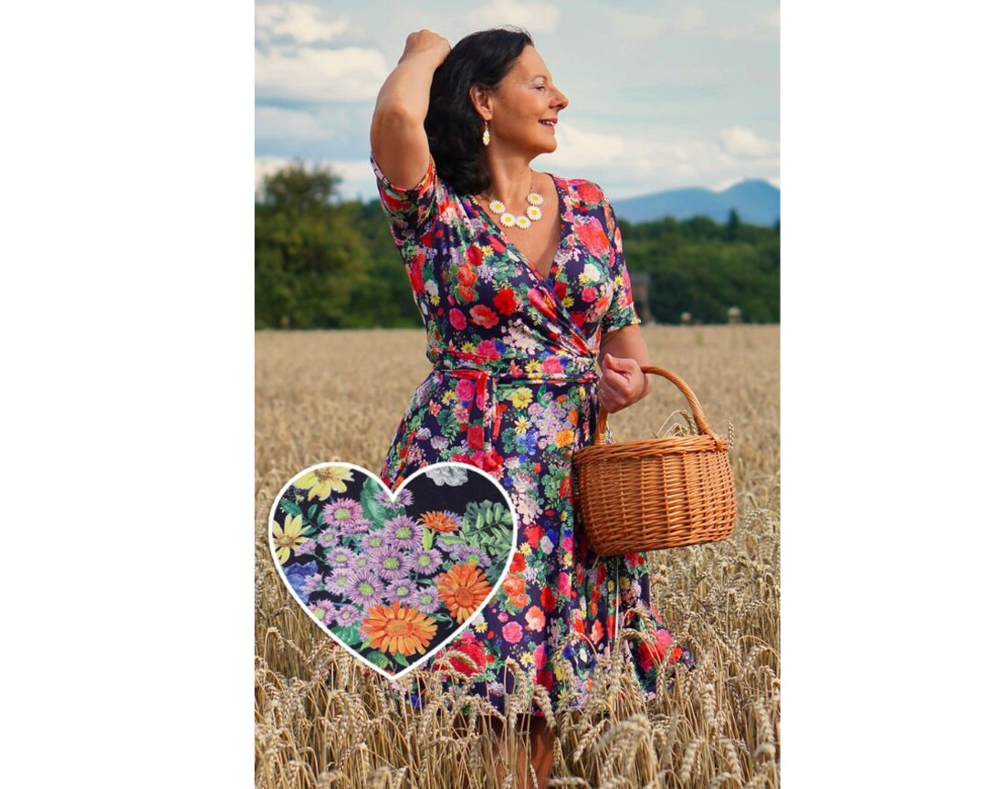 Matilda Navy Blue Midnight Garden Floral Wrap Dress - Etsy