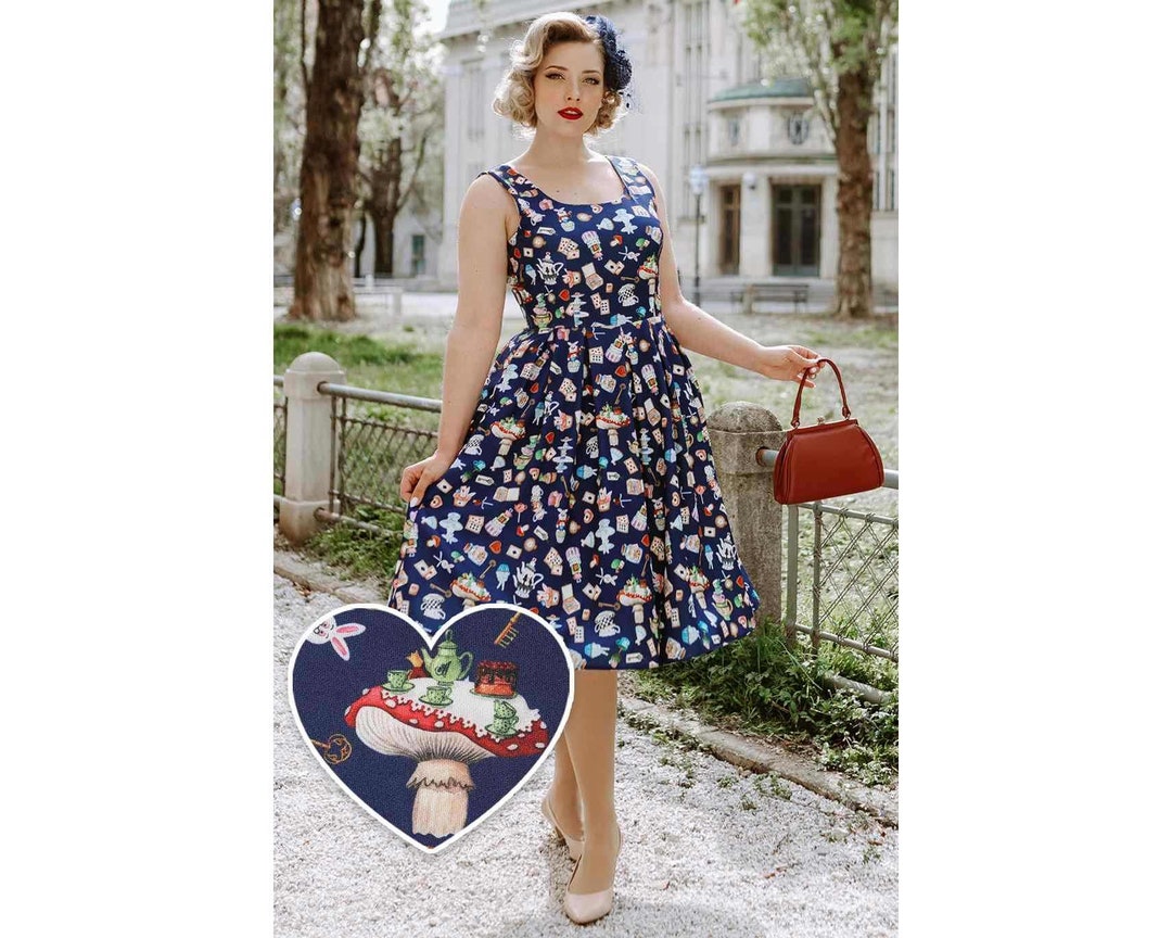 Amanda Navy Blue Wonderland Swing Dress - Etsy