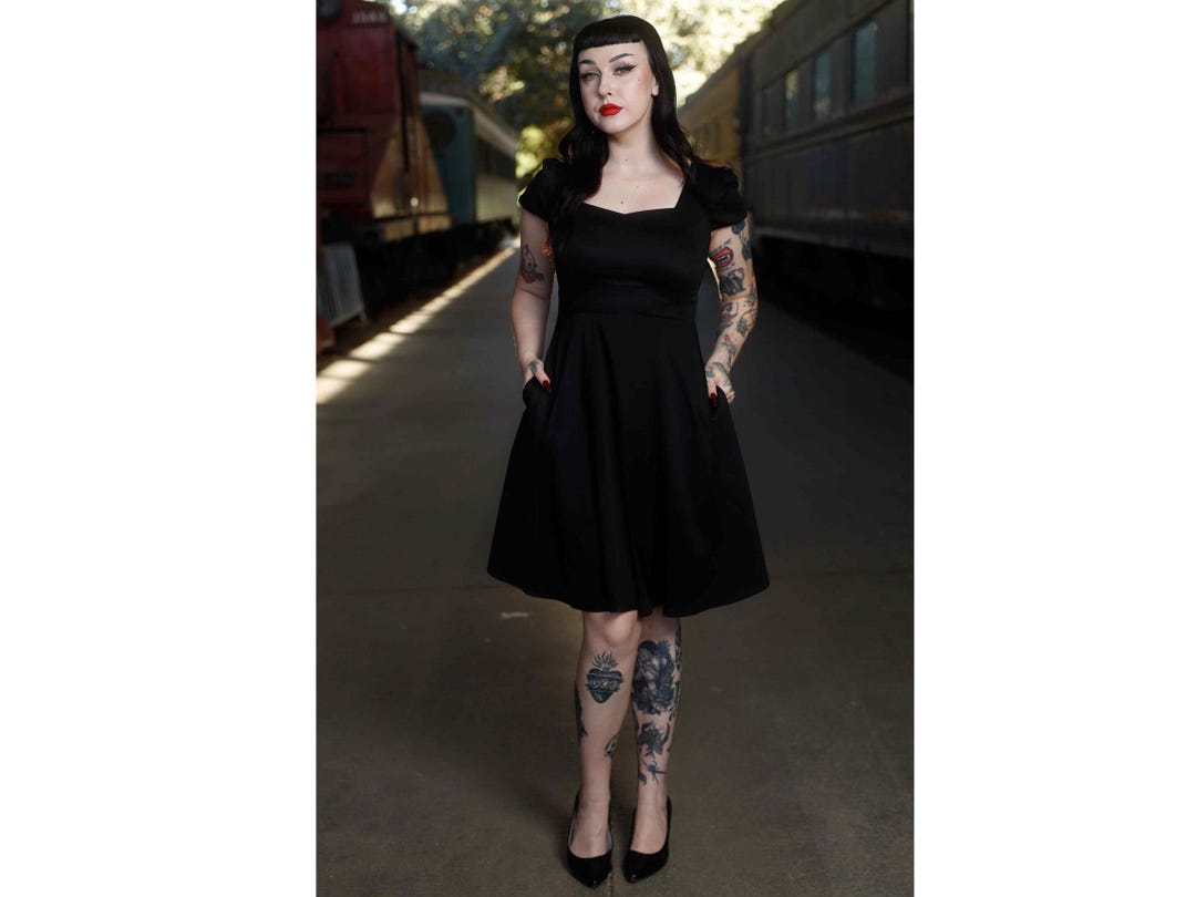Claudia Flirty Fifties Style Dress in Plain Black - Etsy