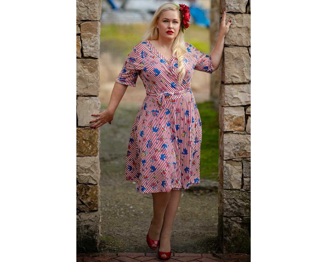Matilda Old School Tattoo Red Striped Wrap Dress - Etsy